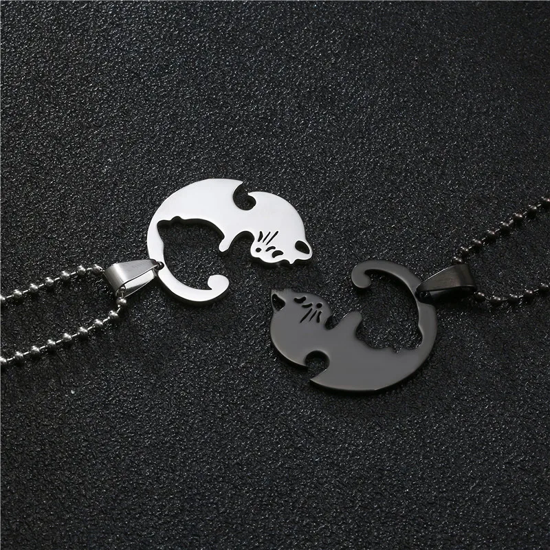 Wholesale fashion cat titanium steel polishing plating couple pendant ...