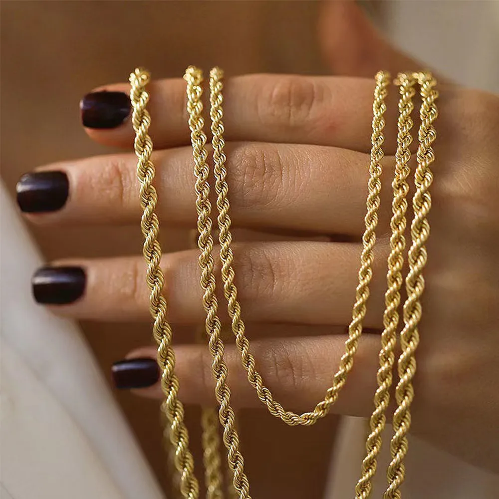 Wholesale simple style twist stainless steel plating necklace ...