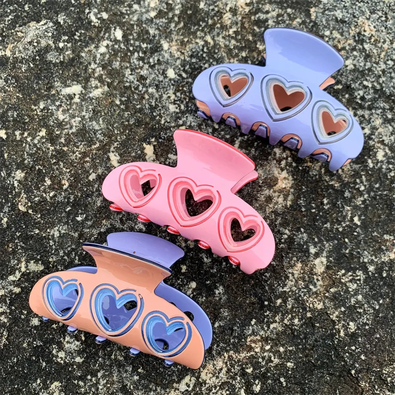 Wholesale sweet heart shape pvc hair claws - DoubleWinWholesale