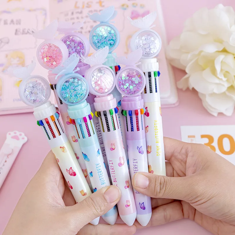 Wholesale cartoon butterfly multi-function 10-color ball pen ...