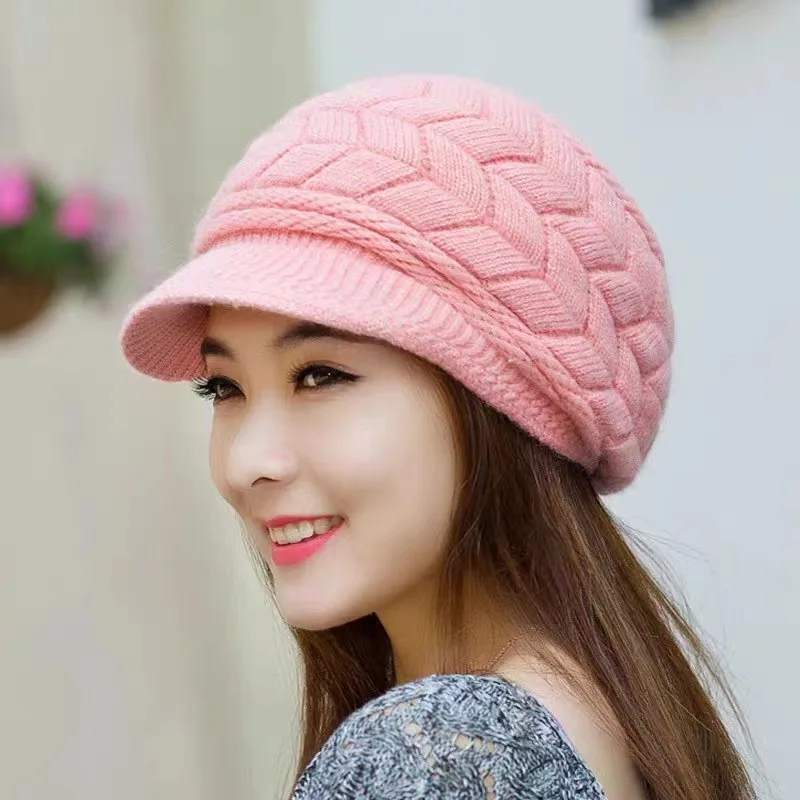 Wholesale women's elegant basic twist curved eaves wool cap - DoubleWinWholesale