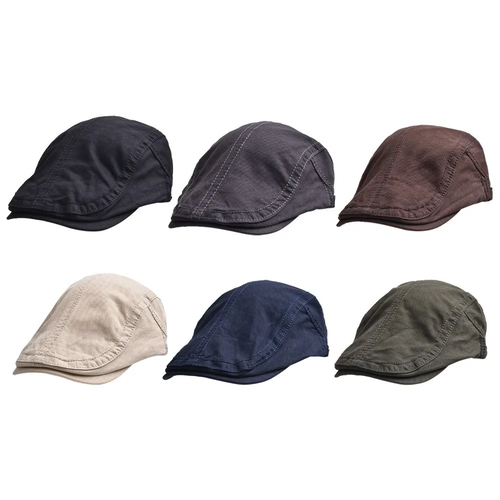 Wholesale men's british style solid color wide eaves beret hat ...