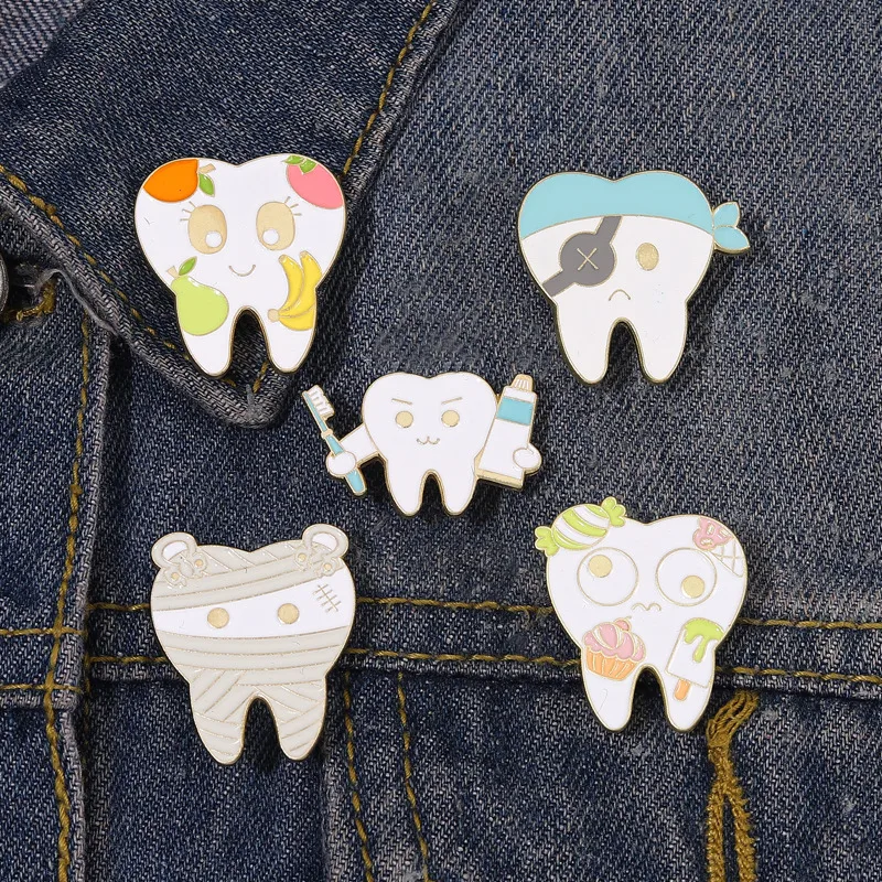 Wholesale cute ice cream fruit teeth alloy plating unisex brooches ...