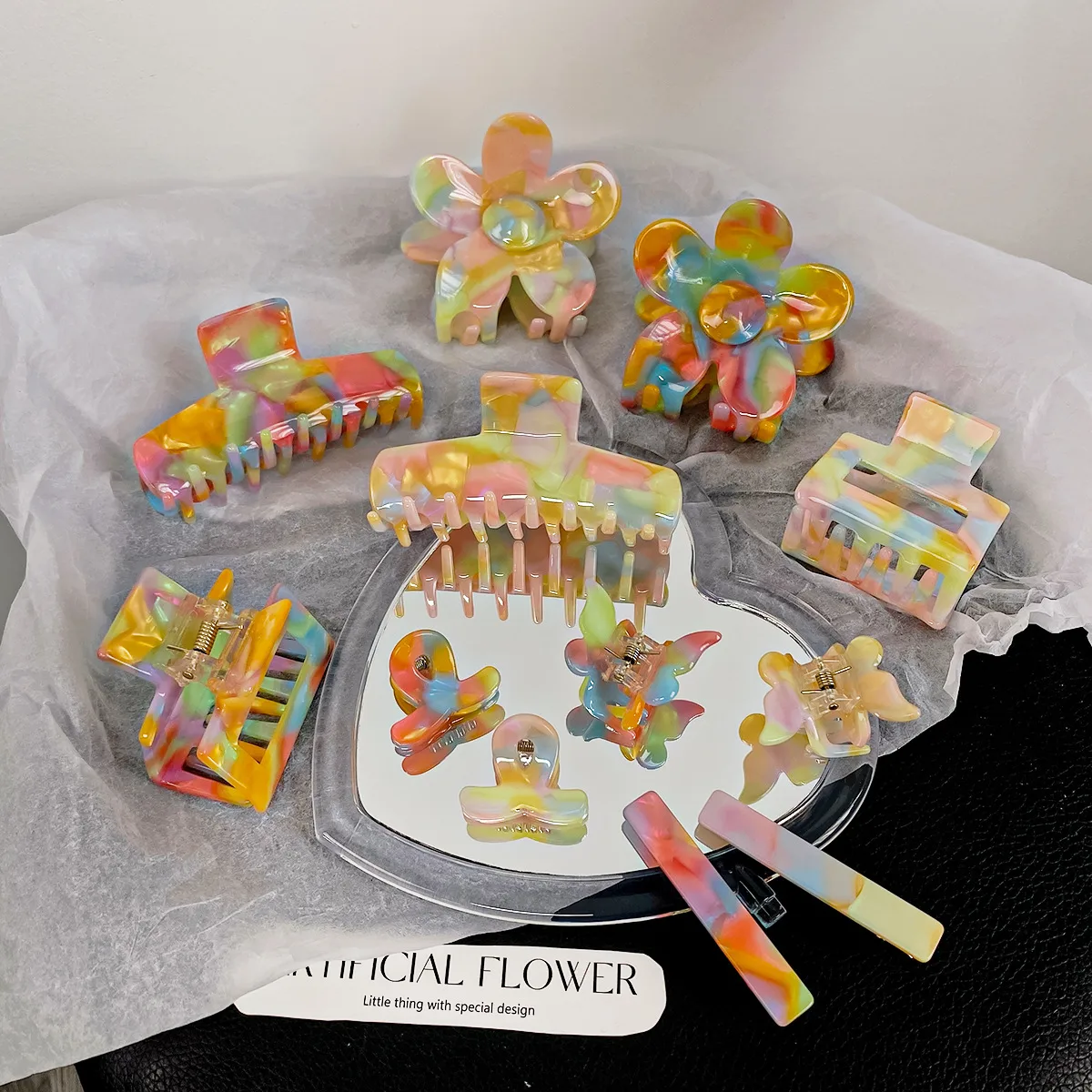 Wholesale casual color block acetic acid sheets hair claws ...