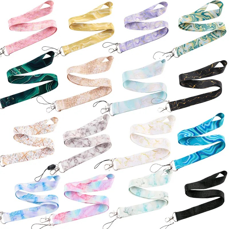Wholesale fashion marble texture mobile phone lanyard work id lanyard ...