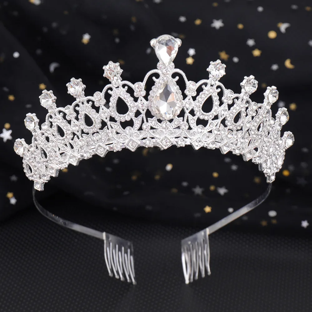 Wholesale Women's Elegant Crown Alloy Inlay Rhinestones Crown - DoubleWinWholesale