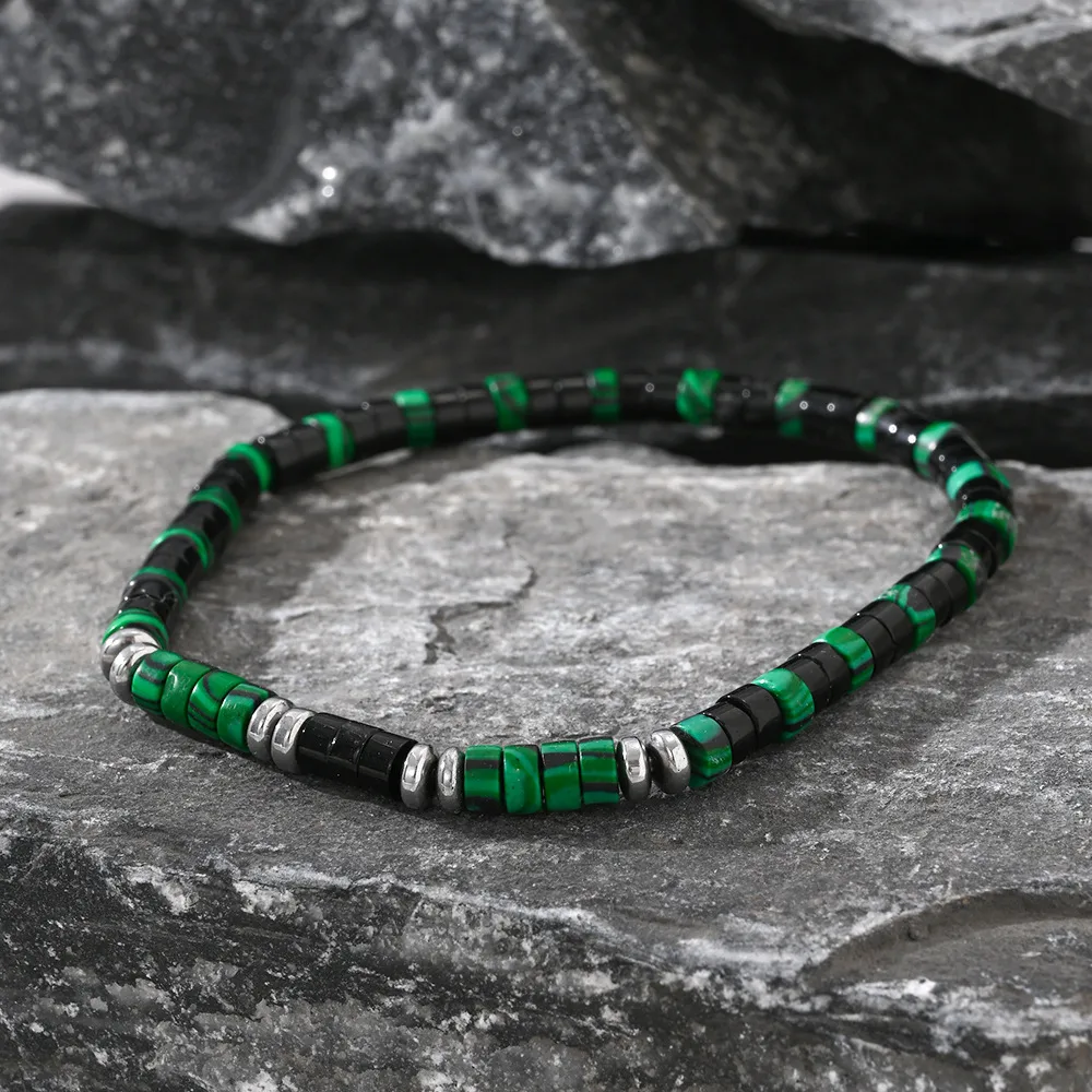 Wholesale Cross-Border Retro Design Beaded Malachite Black Jade Map ...