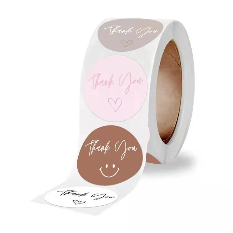 Wholesale copper plate sticker thank you pink love Smile bakery gift ...