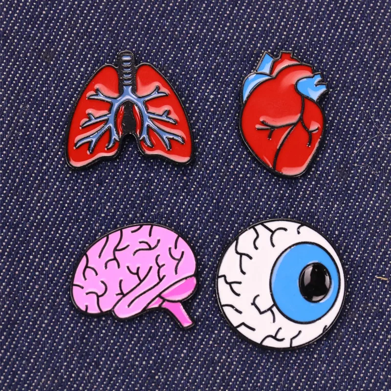 Wholesale color drip oil human organ brooch corsage brain eyes lung ...