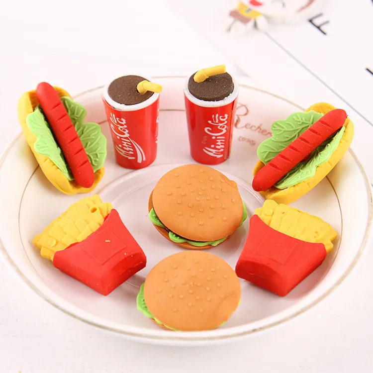 Wholesale Coke Hamburger French Fries Class Learning Rubber Cute Eraser ...