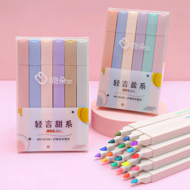 Wholesale student highlight color morandi soft tip highlighter set ...