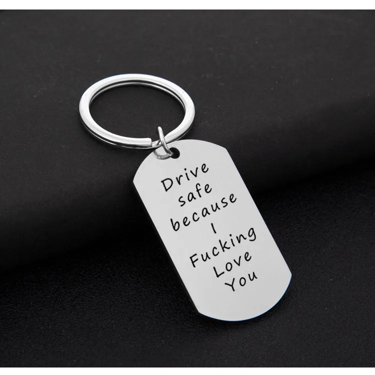 Wholesale couple stainless steel letter drive safe key ring ...