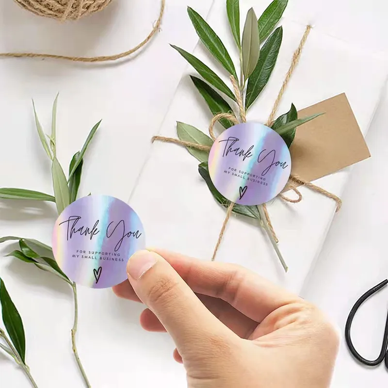 Wholesale bronze sticker pack thank you decorative rainbow laser ...