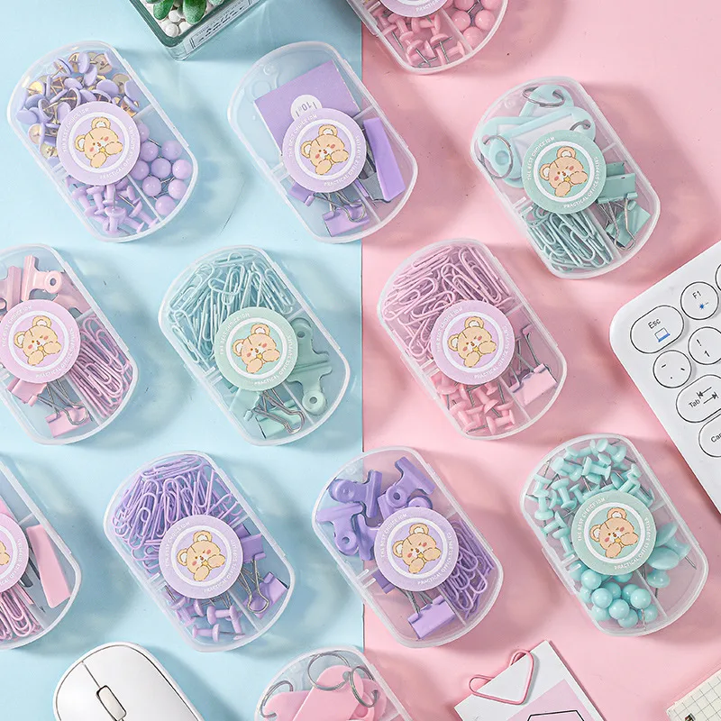 Wholesale macaron color student stationery set creative drawing pin ...