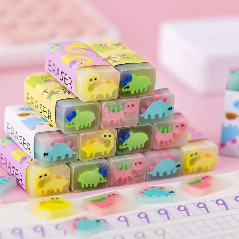 Wholesale cute cartoon little dinosaur translucent sandwich eraser ...
