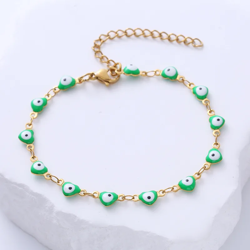 Wholesale classic style devil's eye heart shape stainless steel epoxy ...