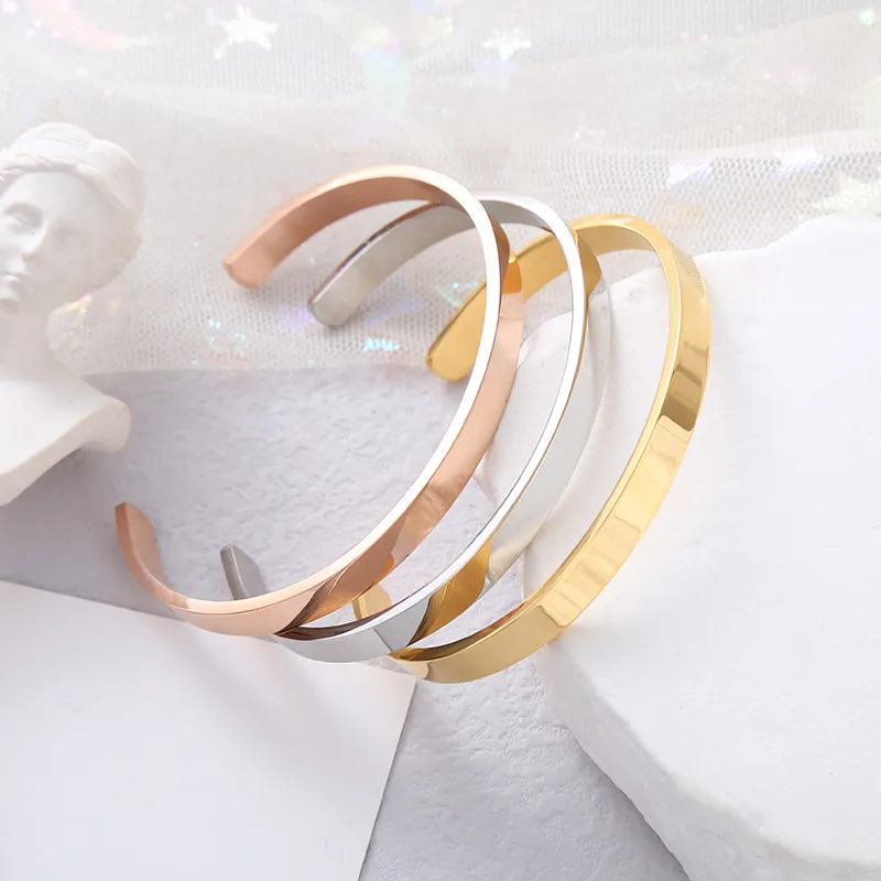 Wholesale C Shape Simple Style Stainless Steel Cuff Bracelets In Bulk ...