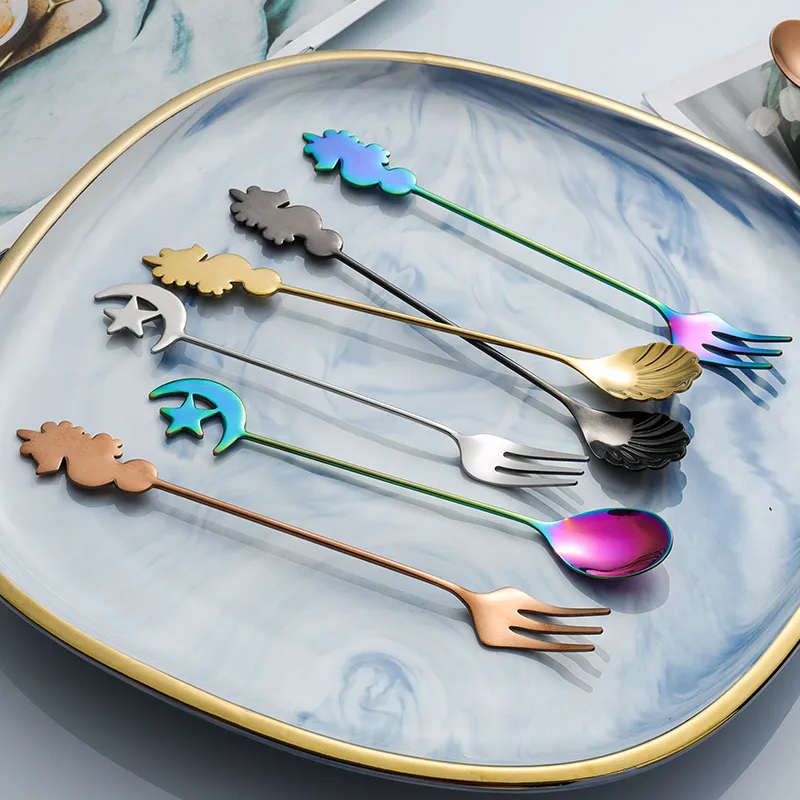 Wholesale casual cartoon stainless steel spoon fruit fork ...
