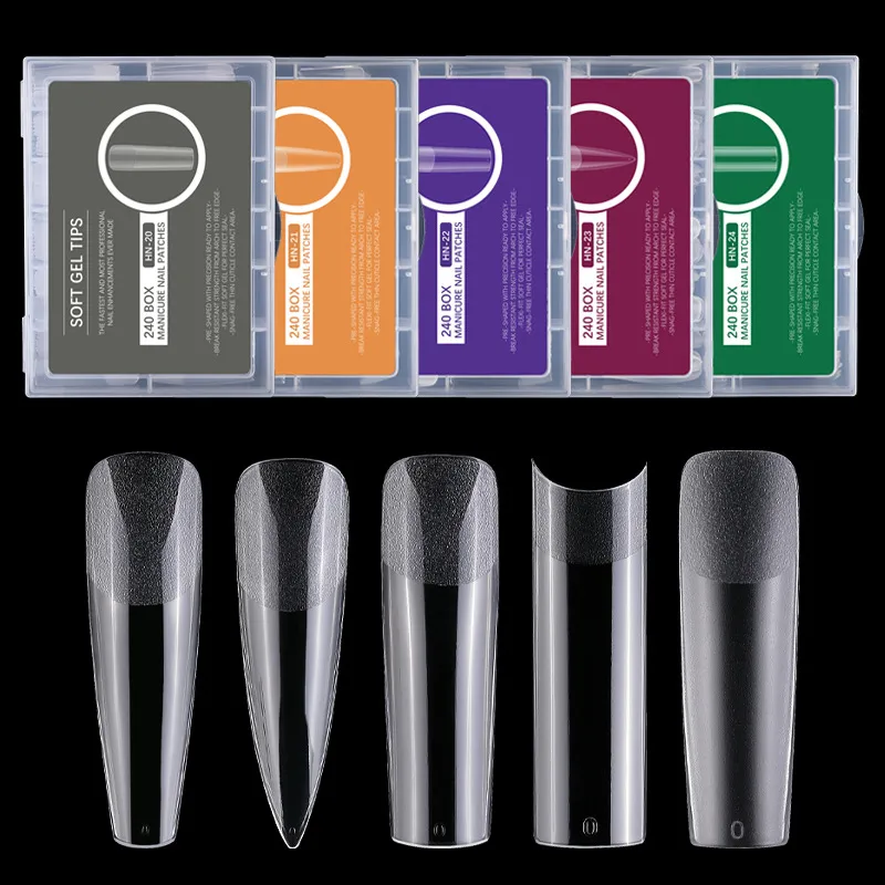Wholesale 240 Pieces XXL Square Nail Tips, Matte Semi-Transparent, No ...