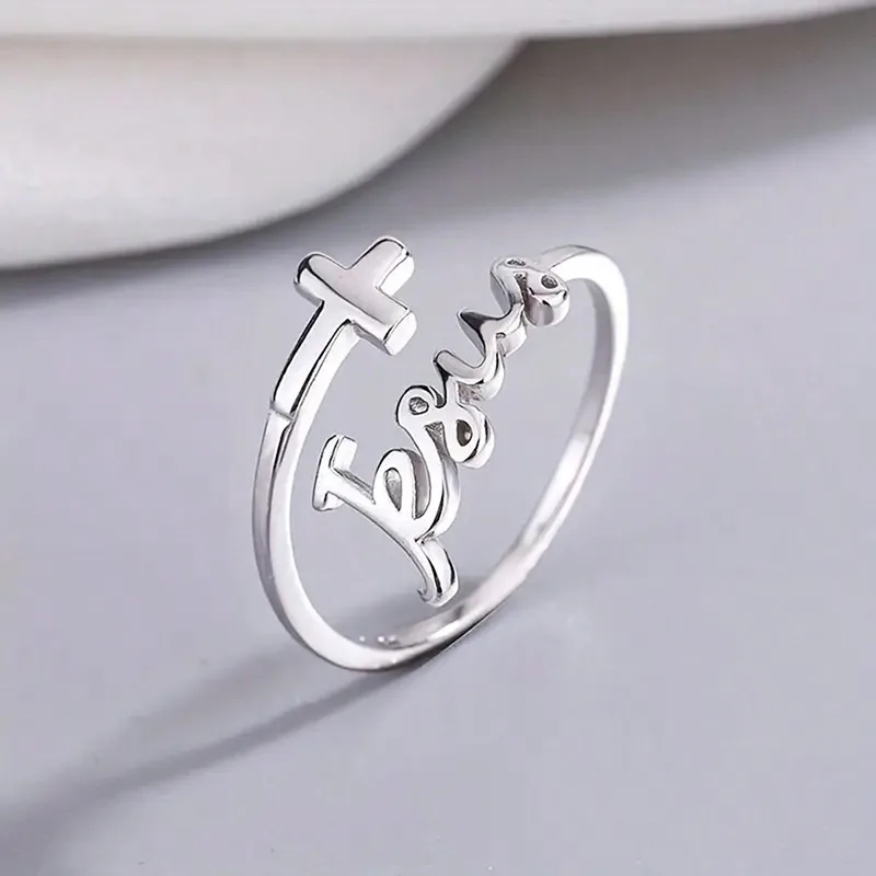 Wholesale Simple Style Cross Letter Silver Plated Alloy Wholesale Open ...