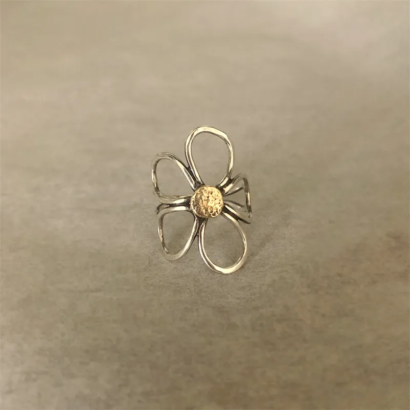 Wholesale Retro Flower Alloy Plating Women's Open Rings ...