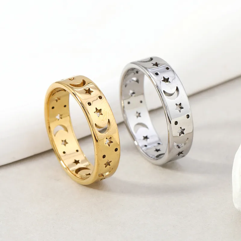 Wholesale Jewelry Star Moon Elegant Titanium Steel Rings ...