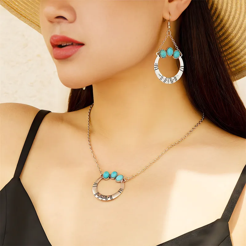 Wholesale Water Droplets Eye Rhombus Vintage Style Copper Jewelry Set ...