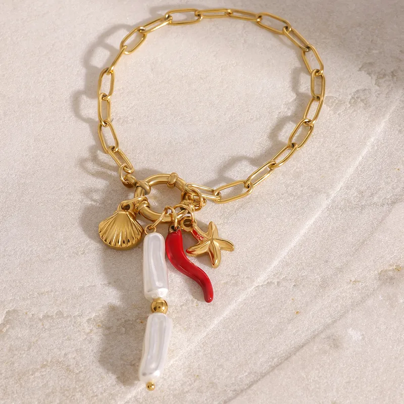 Wholesale Marine Style Simple Style 304 Stainless Steel Starfish Shell Unisex Bracelets ...